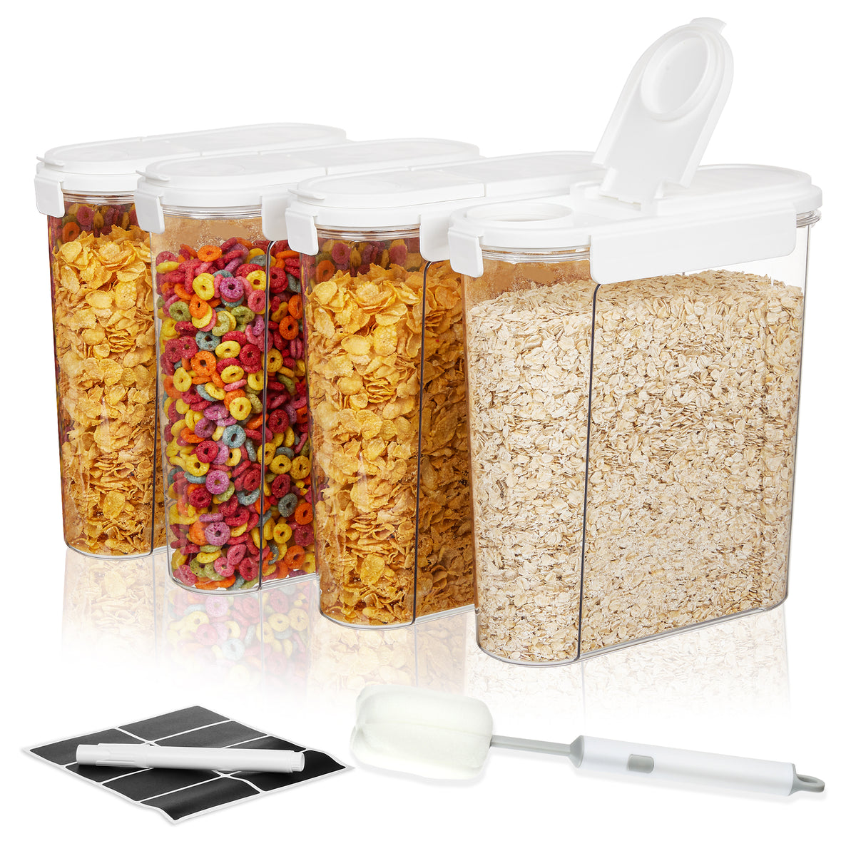 Vtopmart Cereal Containers Storage Set, 4 PCS Airtight Food Organizer