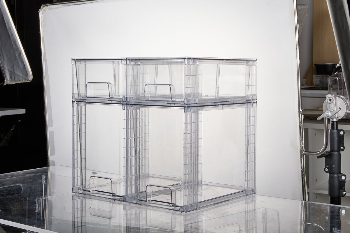 Vtopmart 4 Pack Large Stackable Plastic Storage Drawers, Acrylic Clear