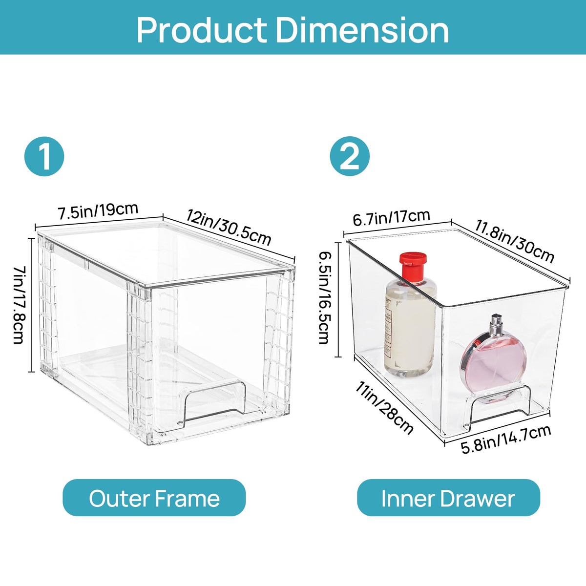 Vtopmart 4 Pack Large Stackable Storage Drawers,Easily Assemble Acryli